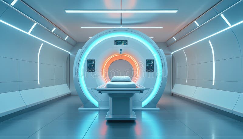 Modern MRI Machine in a High-tech Medical Facility Corridor during ...