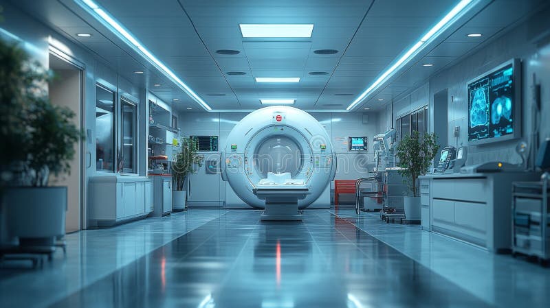 Modern MRI Room Interior with Medical Equipment Stock Illustration ...