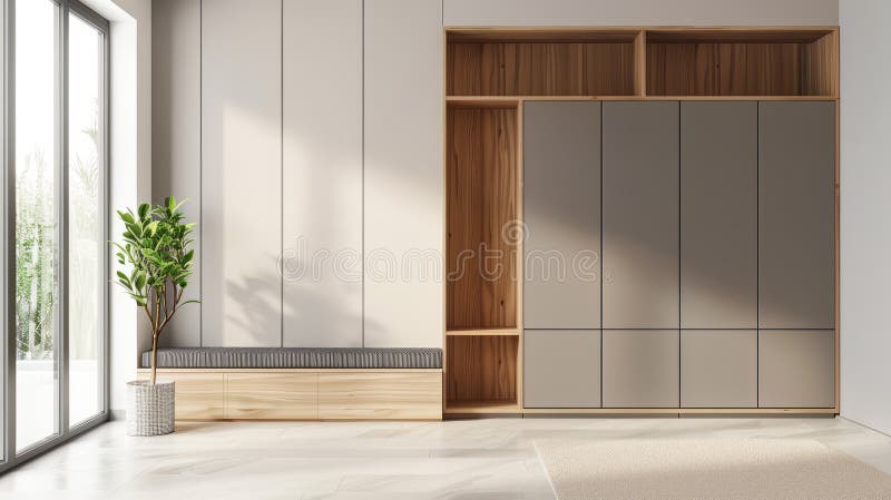 Modern Mudroom Featuring Elegant Built-in Storage and Seating Area ...