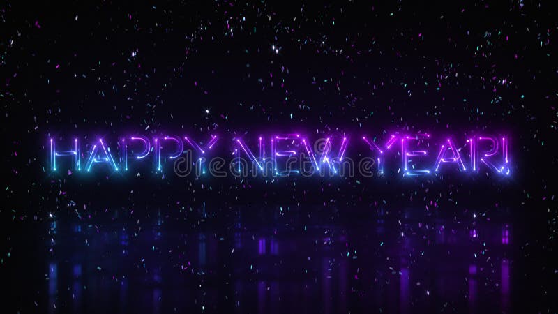 Chasing Cool Colored Neon HAPPY NEW YEAR! Title Background Sign and ...