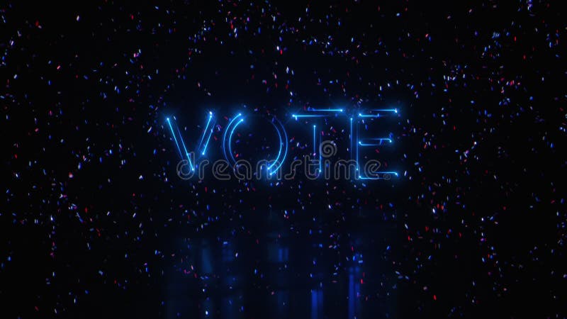 Blue Neon VOTE Title Background Sign and Confetti with 10 Second Loop ...
