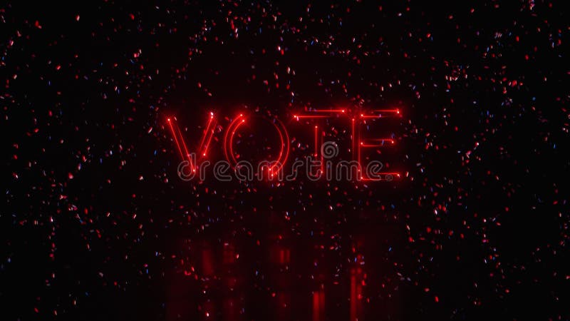 Red Neon VOTE Title Background Sign and Confetti with 10 Second Loop ...
