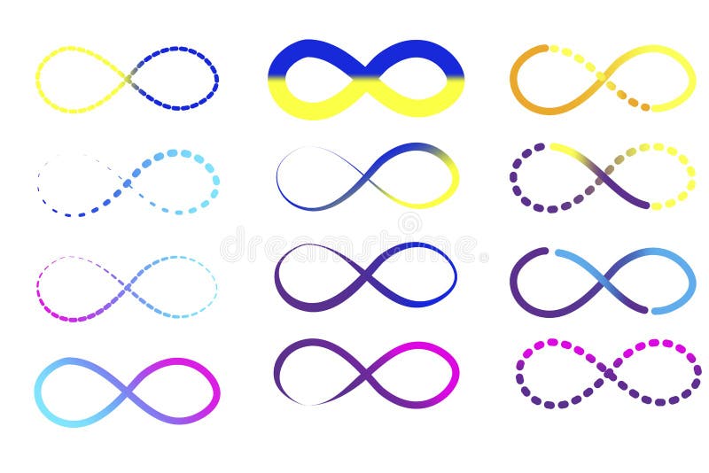 Modern Multi-colored Infinity Set. Outline Symbol. Modern Vector ...