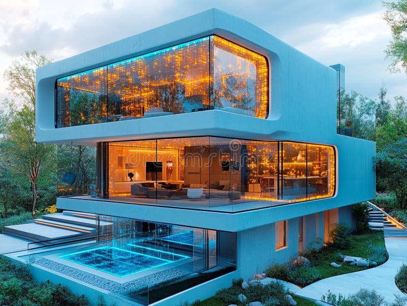 A Modern, Multi-level Architectural Structure with an Angular Form and ...