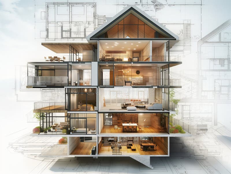 Modern Multi-Level House Design with Floor Plans Stock Photo - Image of ... Modern Multi-Level House Design with Floor Plans Stock Photo - Image of ...