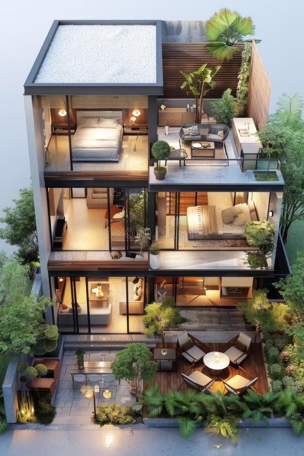 Modern Multi-Level House with Lush Garden Design Generated Using AI ...