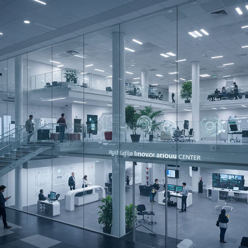 Modern, Multi-level Office with Glass Walls and Sleek Design. the ...