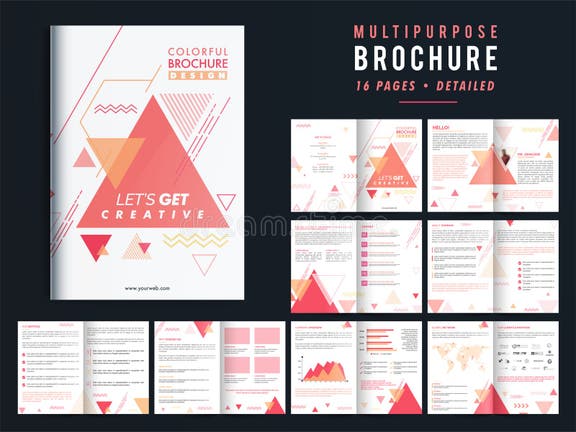 Modern Multi-Purpose Brochure Set of 16 Pages. Stock Illustration ...