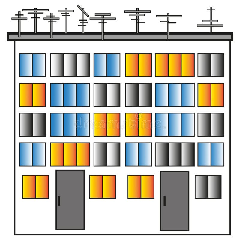 Modern Multi-storey House Colored Windows. Floor Plan. Vector ...