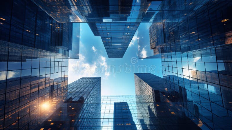 Modern Multi-storey Office Building on the Street, Bottom View Stock ... Modern Multi-storey Office Building on the Street, Bottom View Stock ...