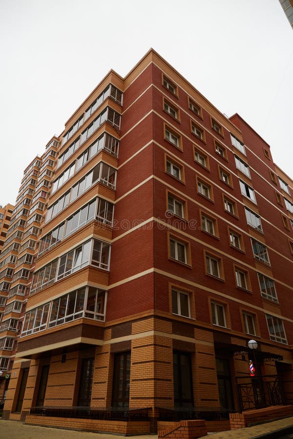 A Modern Multi- Storey Residential Brick Building Stock Image - Image ...