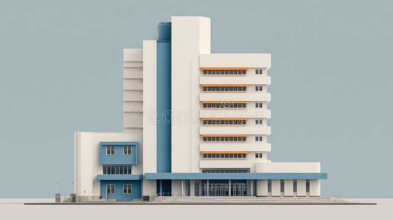 Generative AI Modern Multistory Building with Glass and Angular Architectural Design Business ...