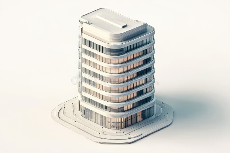 A Modern Multi-story Building with a Sleek Design and Curved Balconies ...