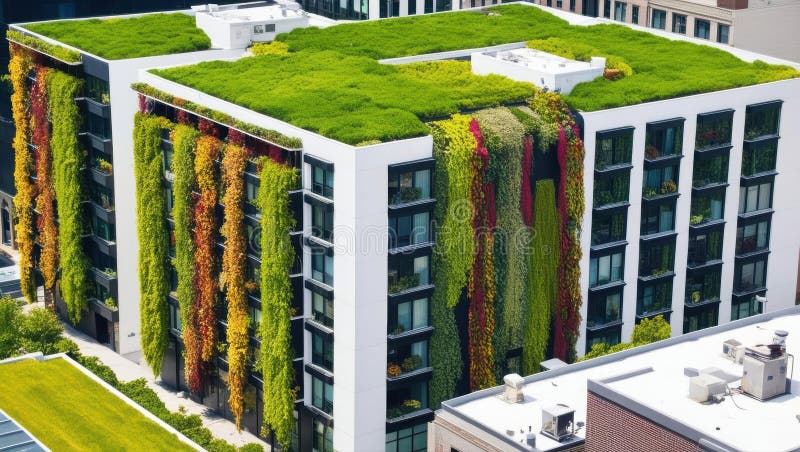 Modern Multi Story Building with Vertical Gardens and Green Stock ...