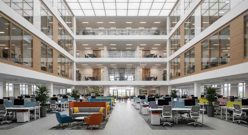 Modern Multi-story Office Interior with a Bright Open-plan Layout ...