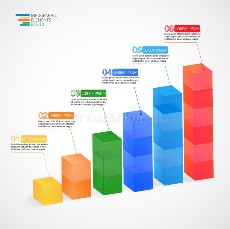 Modern Multicolor Vector 3D Growing Graph Infographic for Statistics ...