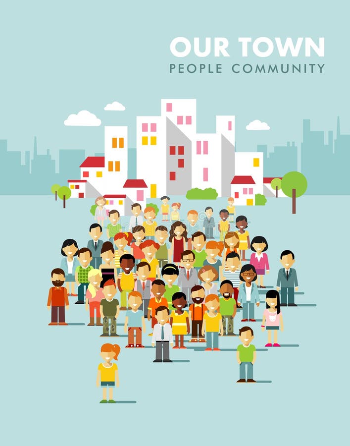 Concept Van Een Moderne Multiculturele Samenleving Met Stad Vector ...