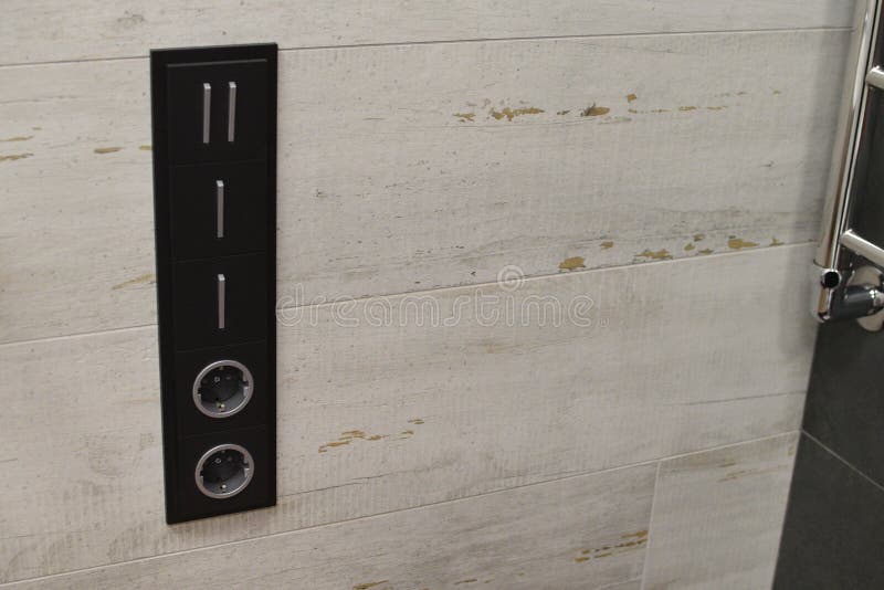 Modern Multifunction Electric Switch with Socket Against the Background ...