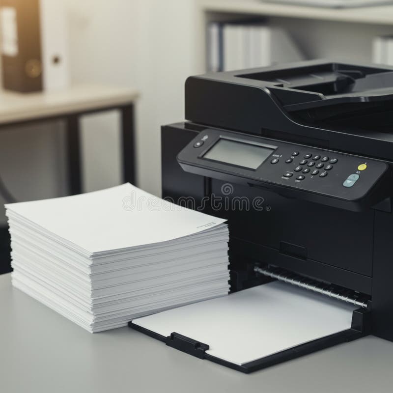A Modern Multifunction Printer is on a Desk, Ready To Print. it ...