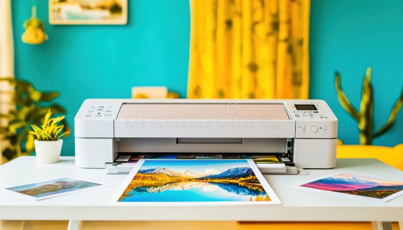 Modern Multifunction Printer Printing High Quality Photo in Home Office ...