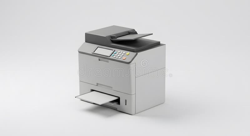 Modern Multifunction Printer on White Background Stock Illustration ...
