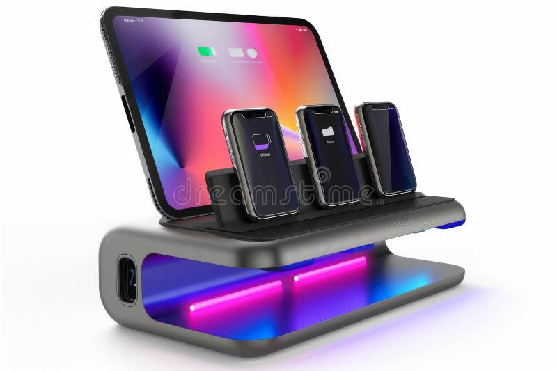 Modern Multiple Device Charging Station with LED Indicator Lights Stock ...