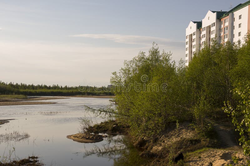 Modern Multistage Building Situated on the Bank of the River Stock ...