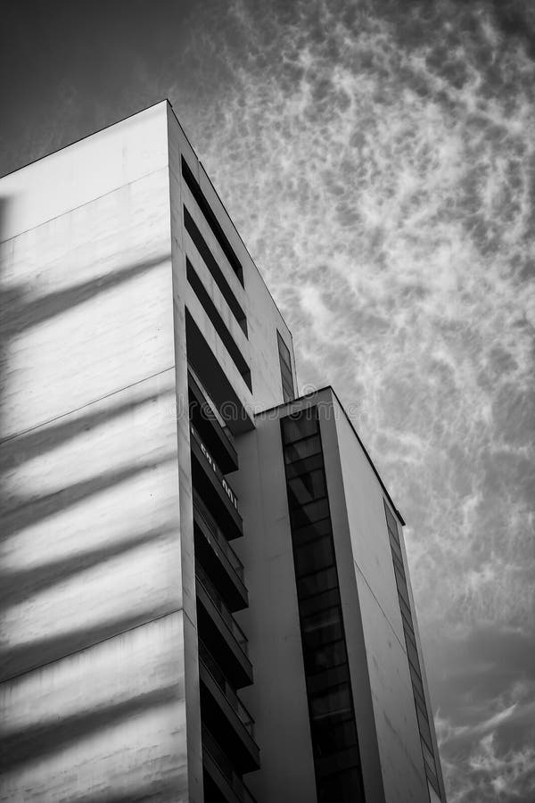 Modern Building in Black and White Stock Photo - Image of geometry ...