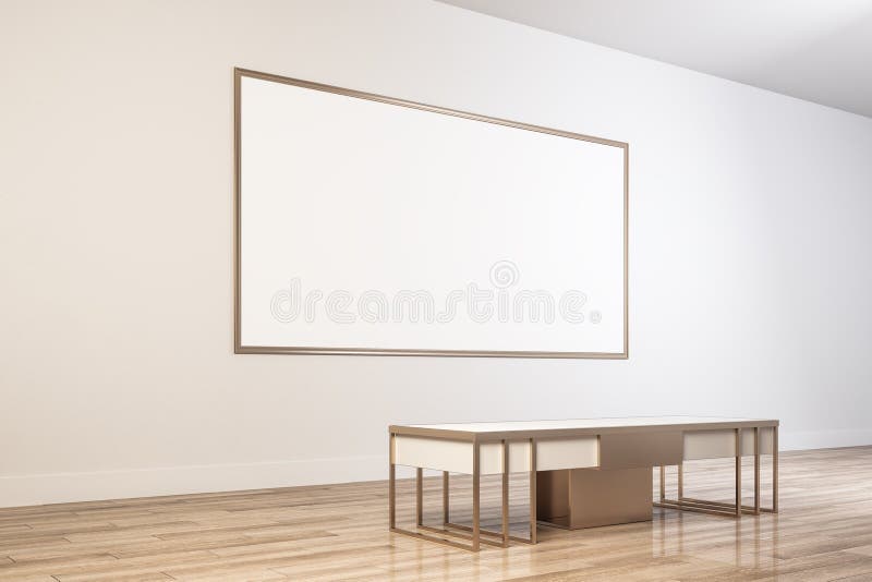 Modern Museum with Empty Frame Stock Illustration - Illustration of ...