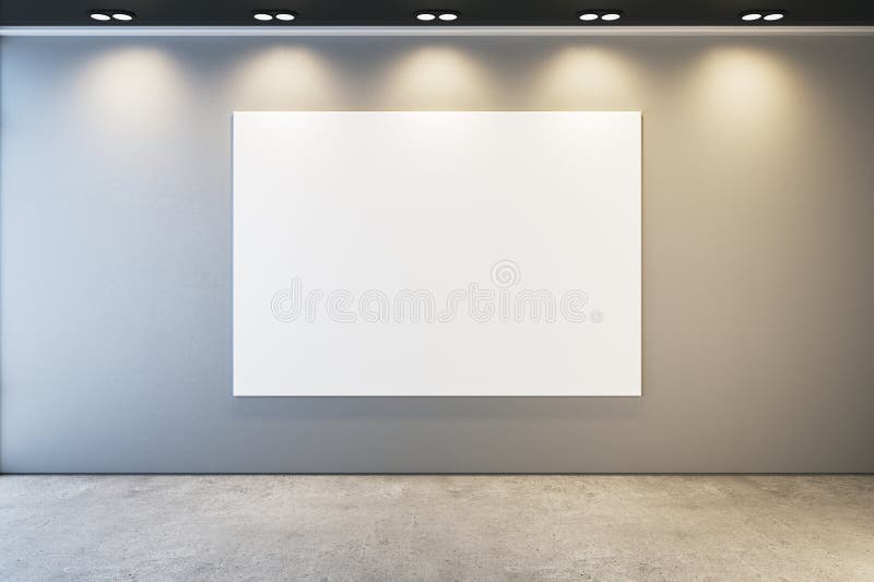 Modern Museum or Exhibition Hall Interior with Illuminated Empty White ...