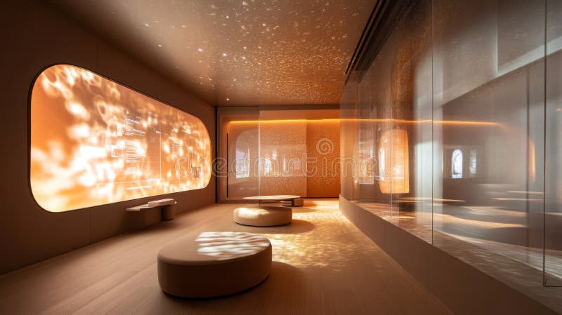 Modern Museum Interior Design Featuring Warm Lighting and Starry Sky ...