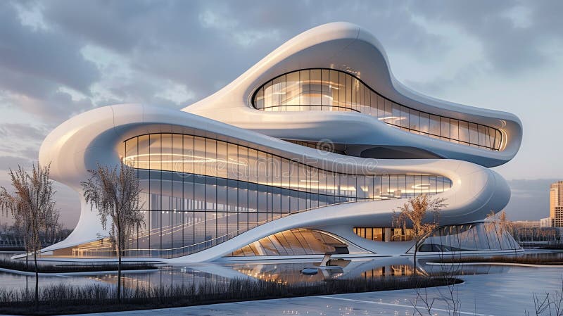 Modern Museum with Unique Design Stock Illustration - Illustration of ...