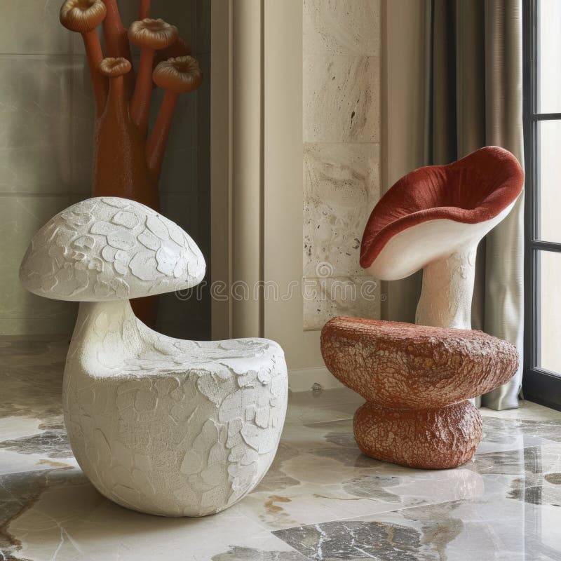 Modern Mushroom-Shaped Chairs in Elegant Interior Design Setting Stock ...