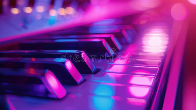 Modern Music Concept Neon Elements Pink Violet Colors Stock Photos ...