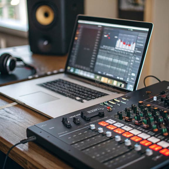 Modern Music Record Studio Control Desk Stock Illustration ...