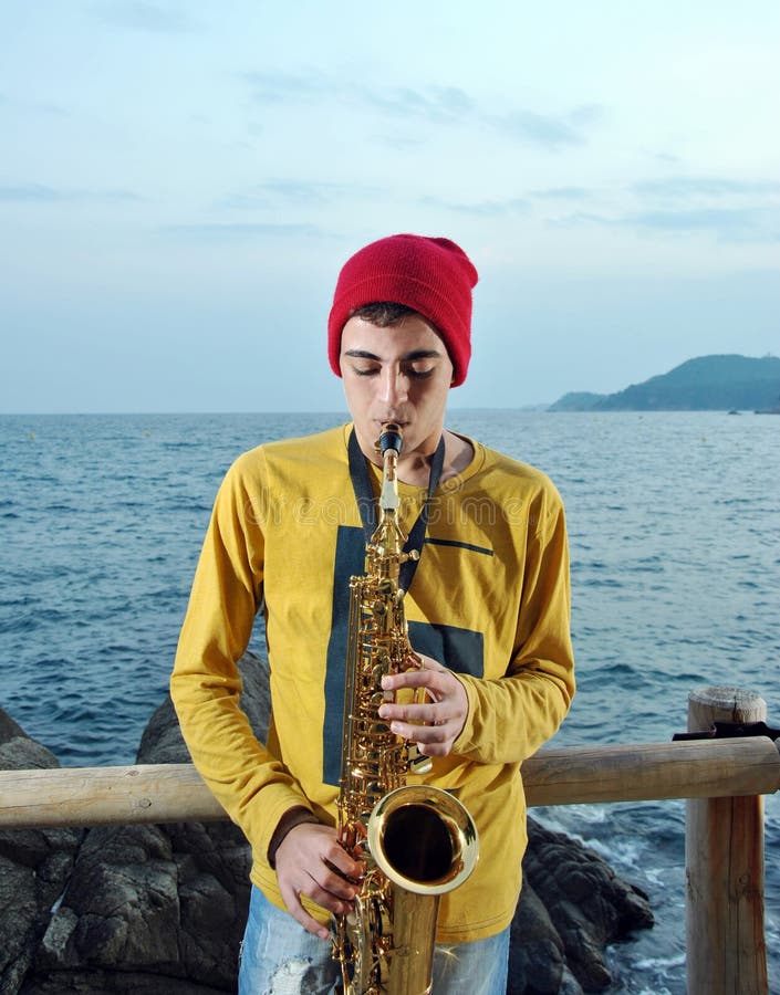 Modern Musician Posing with His Saxophone Stock Photo - Image of jazz ...