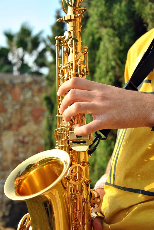 Modern Musician Posing With His Saxophone Stock Photo - Image of ...