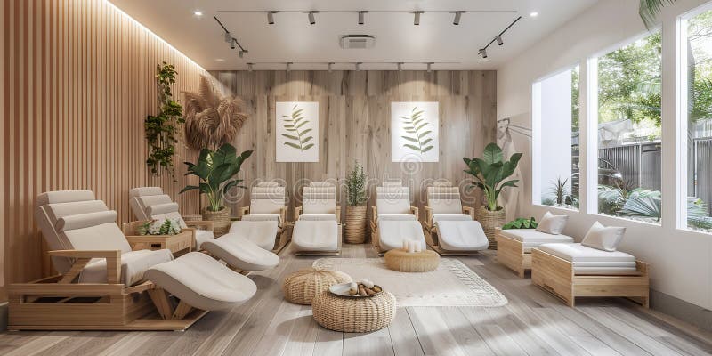 Modern Nail Salon Interior with Natural Decor for Relaxation Stock ...