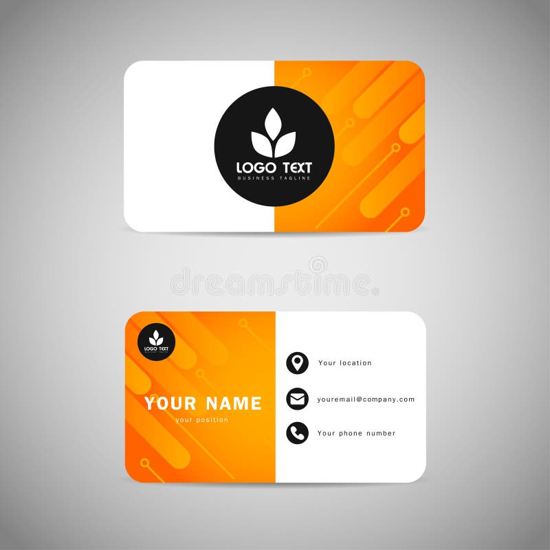 Modern Name Card Orange and White Color Stock Vector - Illustration of ...
