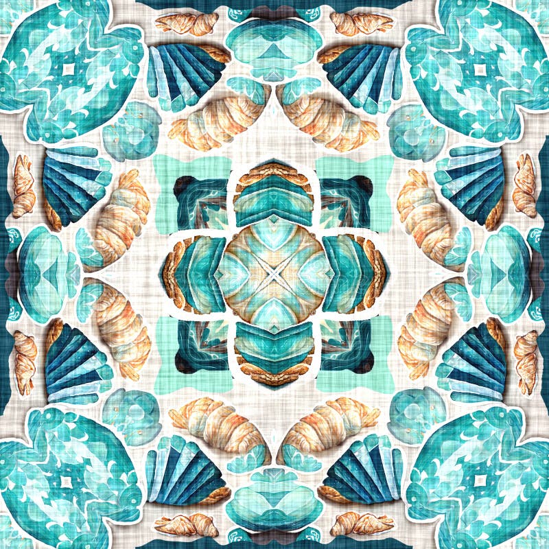 Teal Beach House Coastal Style Patchwork Pattern Tile. Modern Nantucket ...