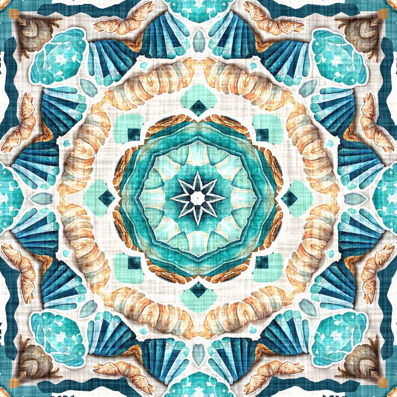 Teal Beach House Coastal Style Patchwork Pattern Tile. Modern Nantucket ...