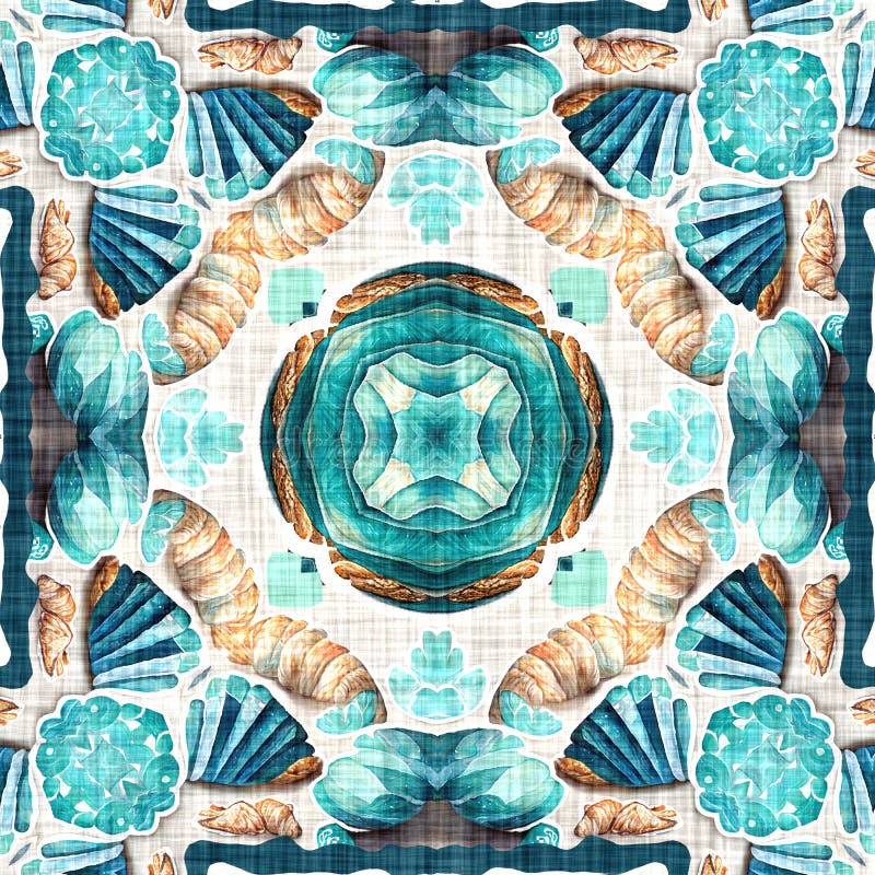 Teal Beach House Coastal Style Patchwork Pattern Tile. Modern Nantucket ...