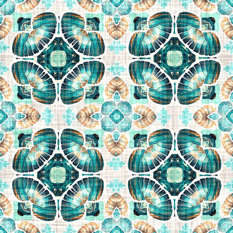 Teal Beach House Coastal Style Patchwork Pattern Tile. Modern Nantucket ...