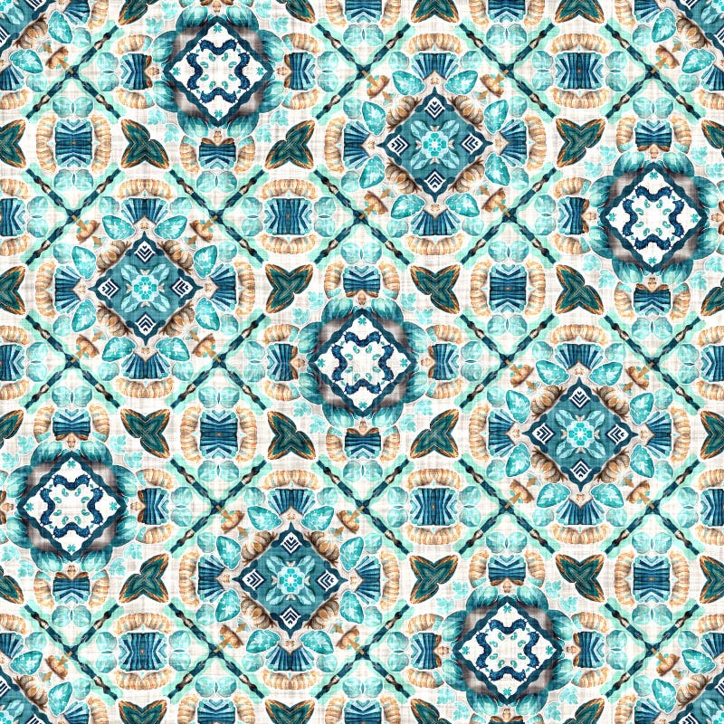 Teal Beach House Coastal Style Patchwork Pattern Tile. Modern Nantucket ...
