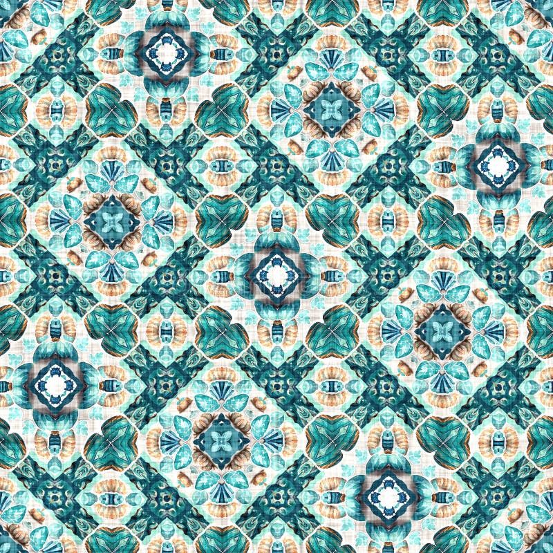 Teal Beach House Coastal Style Patchwork Pattern Tile. Modern Nantucket ...