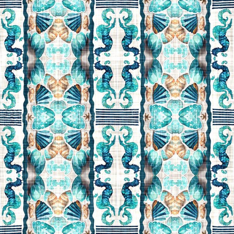 Teal Beach House Coastal Style Patchwork Pattern Tile. Modern Nantucket ...