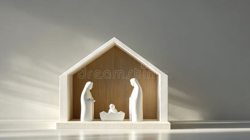 Modern Nativity Scene with Simple, Geometric Forms and a Monochromatic ...