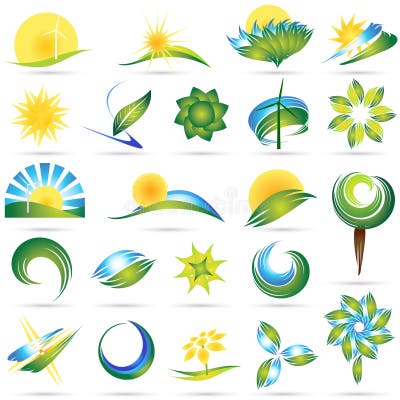 Modern nature symbol set stock vector. Illustration of green - 6719382