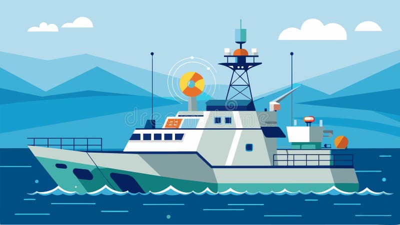A Modern Naval Vessel Patrolling the Waters Equipped with Advanced Data ...