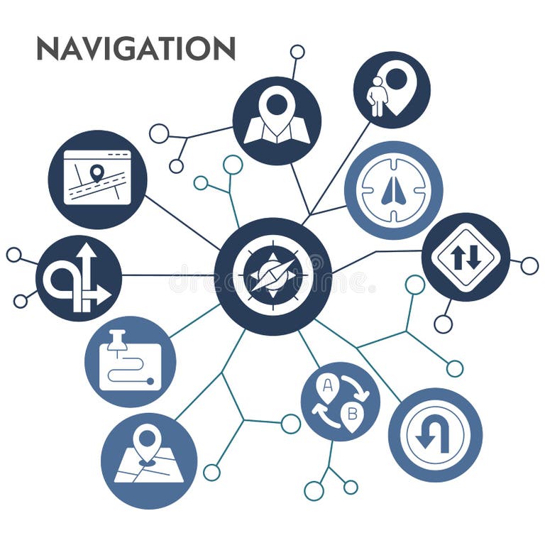 Modern Navigation Infographic Design Template. Maps and Location Pins ...